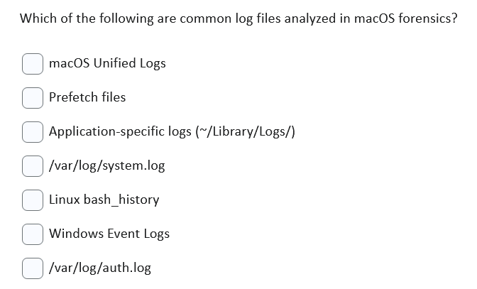 Solved Which of the following are common log files analyzed | Chegg.com