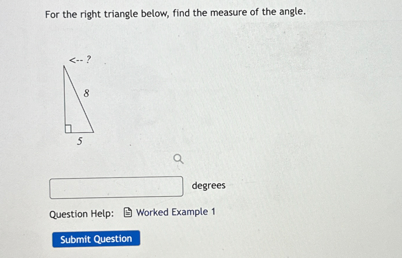 Solved For the right triangle below, find the measure of the | Chegg.com