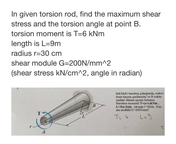 Solved In given torsion rod, find the maximum shear stress | Chegg.com