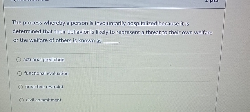 Solved The process whereby a person is involuntarily | Chegg.com