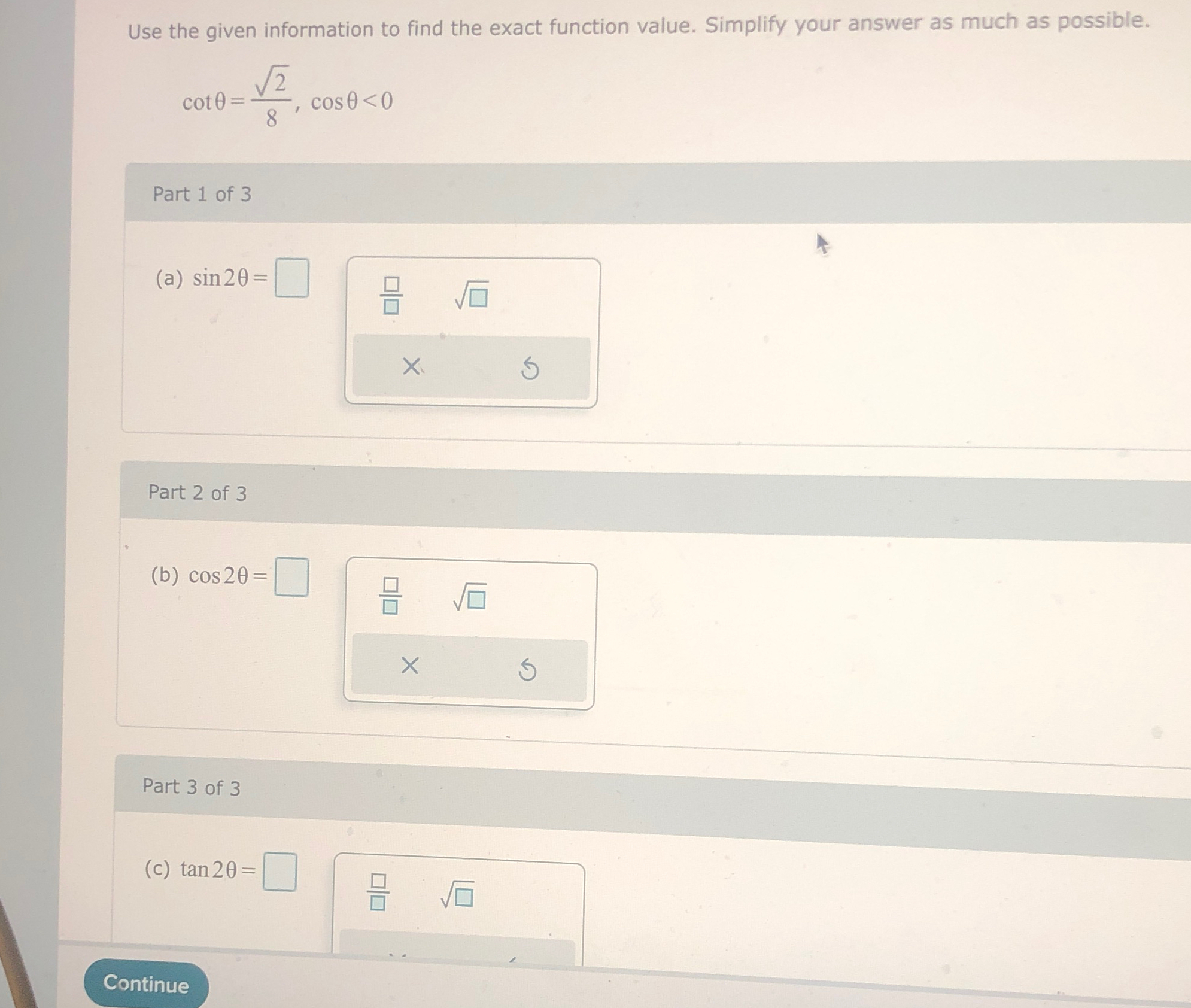 Solved Use the given information to find the exact function | Chegg.com