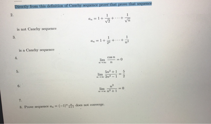 Solved Directly From This Definition Of Cauchy Sequence