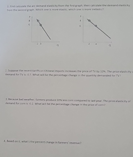 Solved First calculate the arc demand elasticity from the | Chegg.com