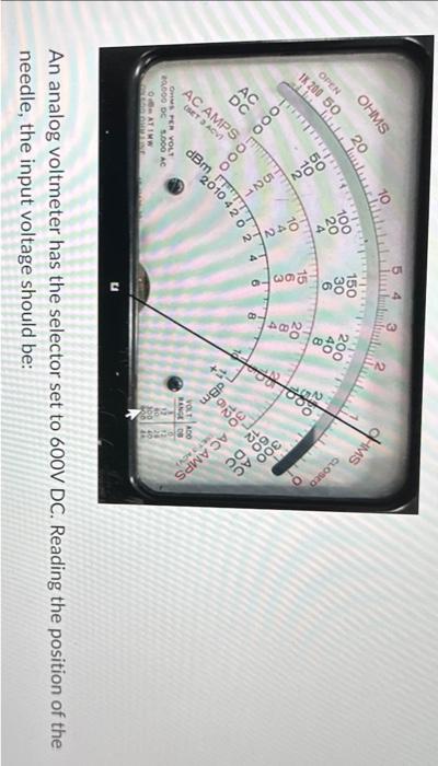 Solved An analog voltmeter has the selector set to 600 VDC. | Chegg.com