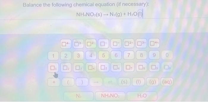 Solved Balance the following chemical equation (if | Chegg.com