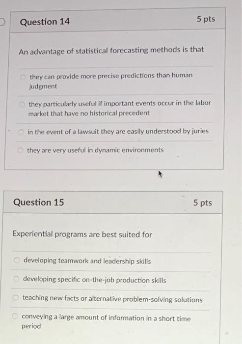 Solved An Advantage Of Statistical Forecasting Methods Is