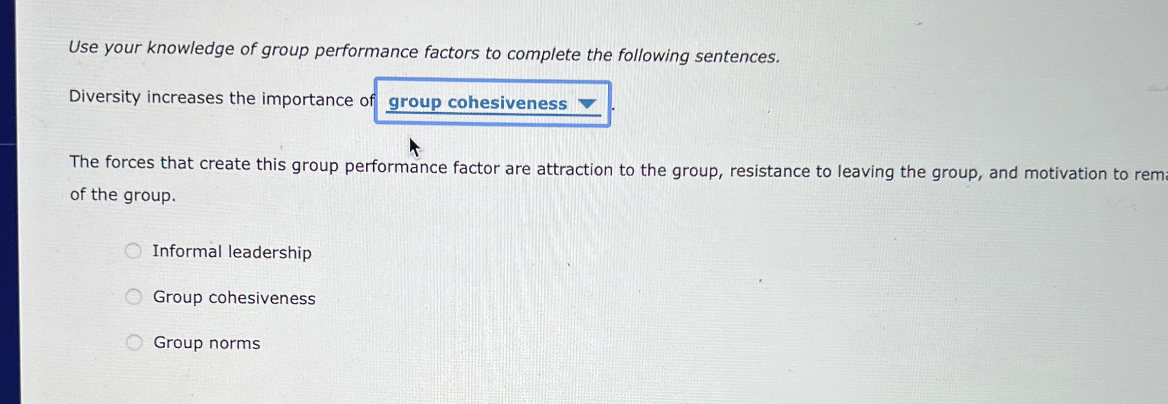 Solved Use your knowledge of group performance factors to | Chegg.com