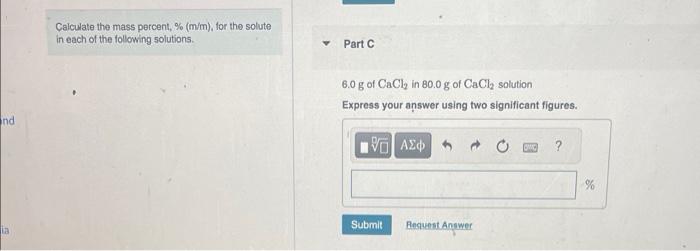 Solved Calculate the mass percent, \% (m/m), for the solute | Chegg.com