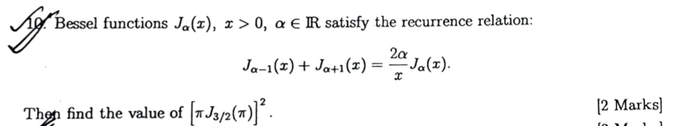 Solved Bessel functions Jα(x),x>0,αinR ﻿satisfy the | Chegg.com