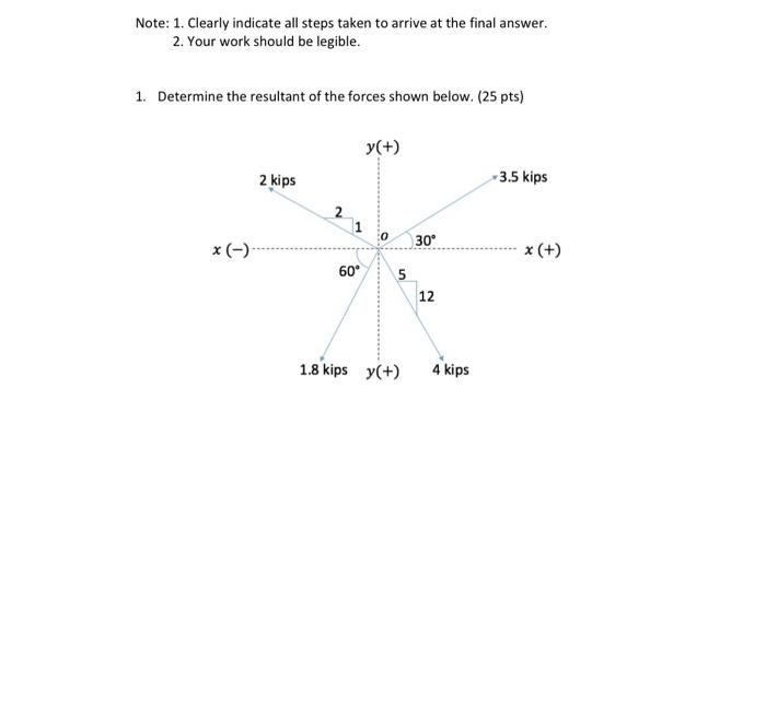 Solved Note: 1 . Clearly indicate all steps taken to arrive | Chegg.com