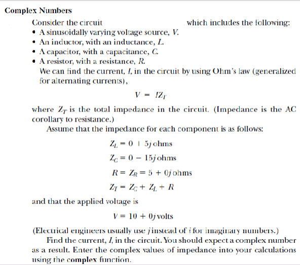 Solved Complex NumbersConsider the circuitwhich includes the | Chegg.com