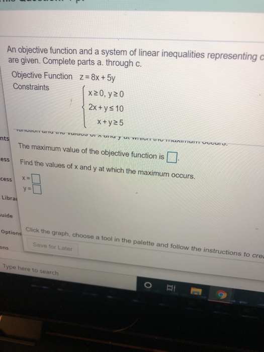 Solved An objective function and a system of linear | Chegg.com
