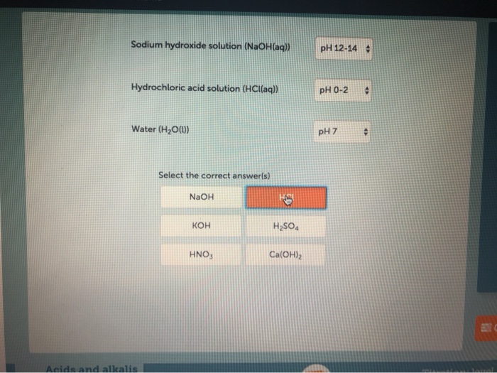 Solved Sodium hydroxide solution (NaOH(aq) pH 12-14 : | Chegg.com