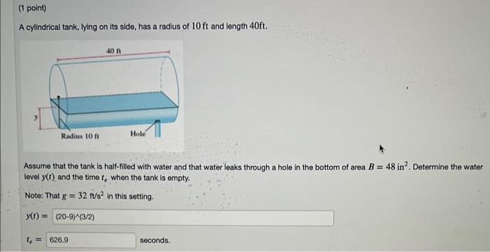 Solved A cylindrical tank, lying on its side, has a radius | Chegg.com