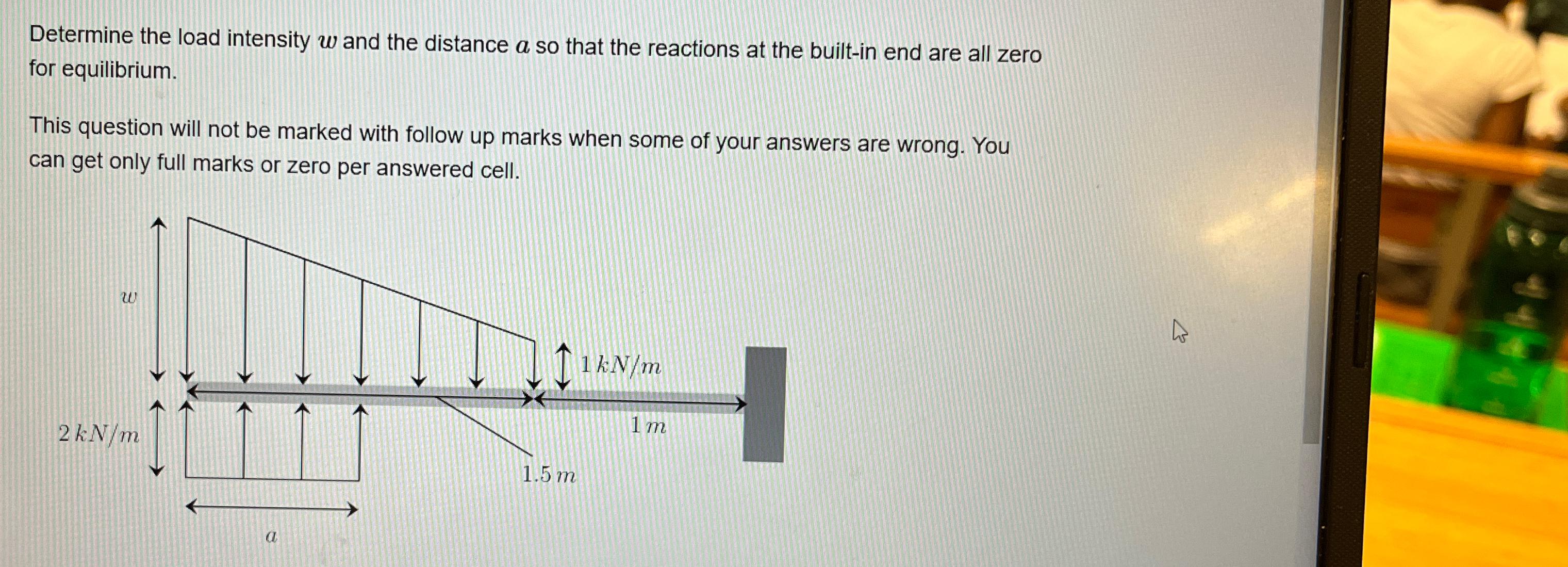 Solved Determine the load intensity w ﻿and the distance a | Chegg.com
