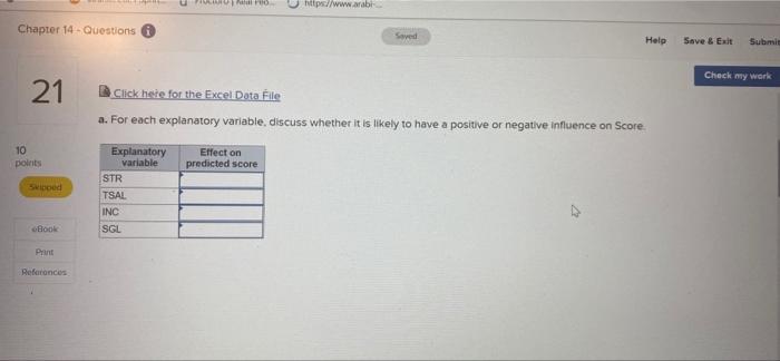 hoctor www.ar Chapter 14 - Questions i ! Help Save & | Chegg.com