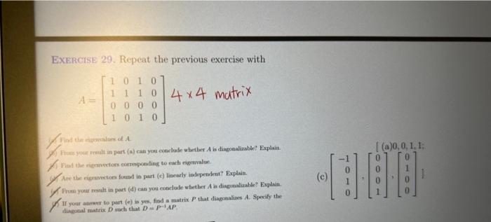 Solved EXERCISE 29. Repeat the previous exercise with | Chegg.com