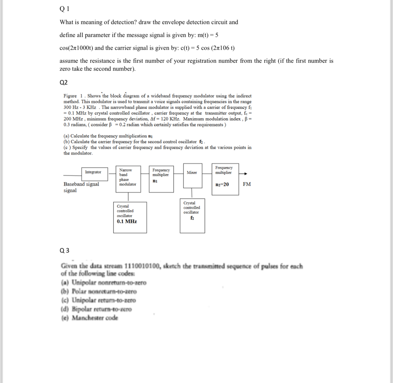 Q 1What is meaning of detection? draw the envelope | Chegg.com