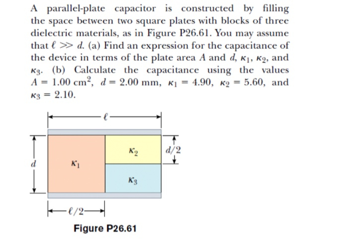 Solved A parallel-plate capacitor is constructed by filling | Chegg.com
