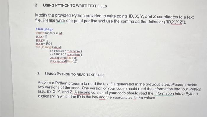 Solved Modify the provided Python provided to write points | Chegg.com