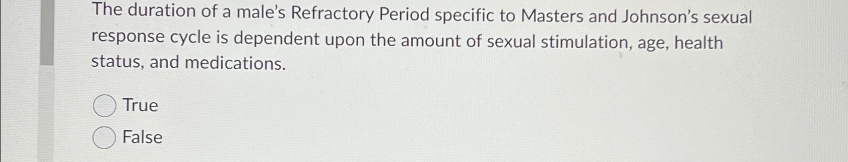 Solved The duration of a male's Refractory Period specific | Chegg.com