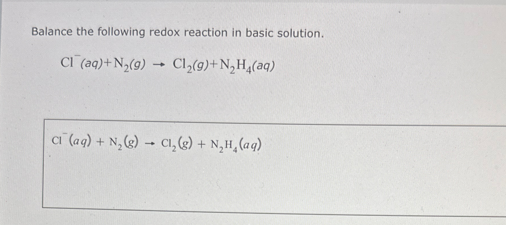 Solved Balance the following redox reaction in basic | Chegg.com