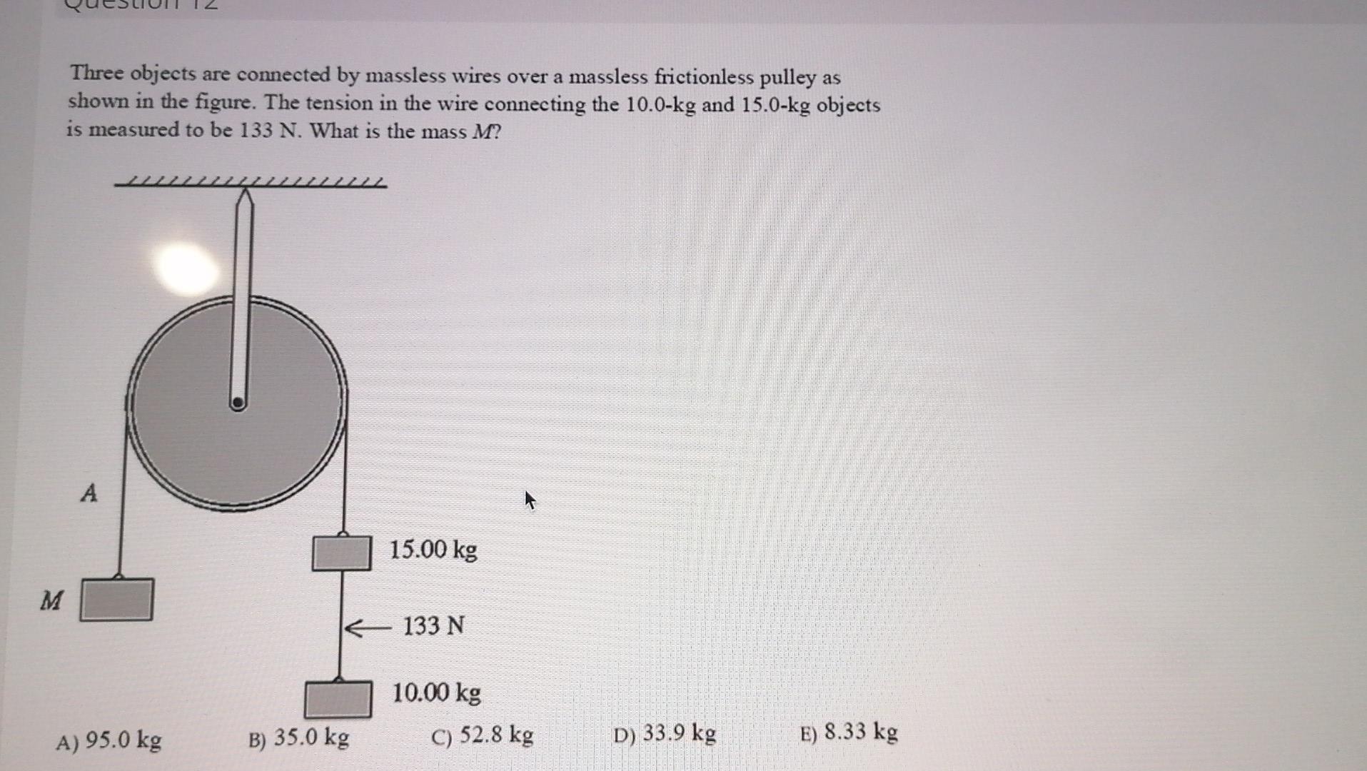 Solved Three objects are connected by massless wires over a | Chegg.com