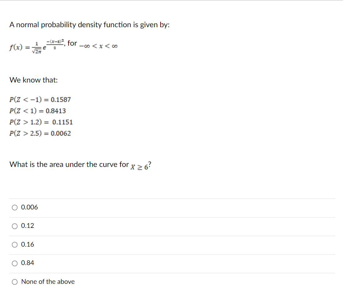 Solved A normal probability density function is given | Chegg.com