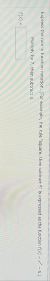 Solved Express the rule in function notation. (For example, | Chegg.com