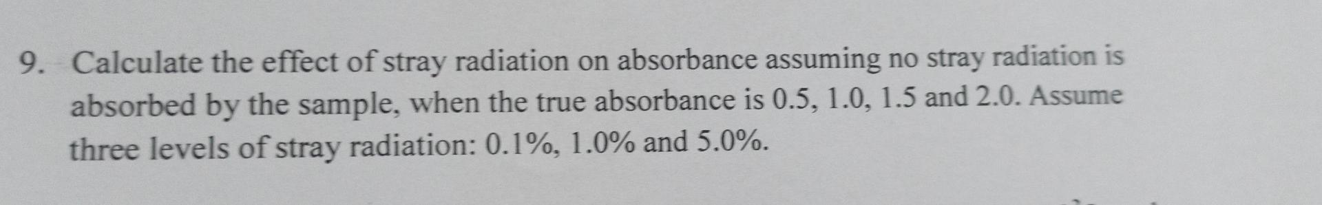 Solved 9. Calculate the effect of stray radiation on | Chegg.com