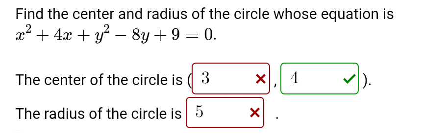 Solved Find the center and radius of the circle whose | Chegg.com