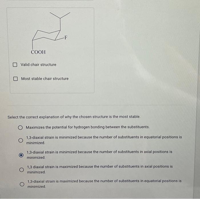Solved Valid chair structure Most stable chair structure | Chegg.com