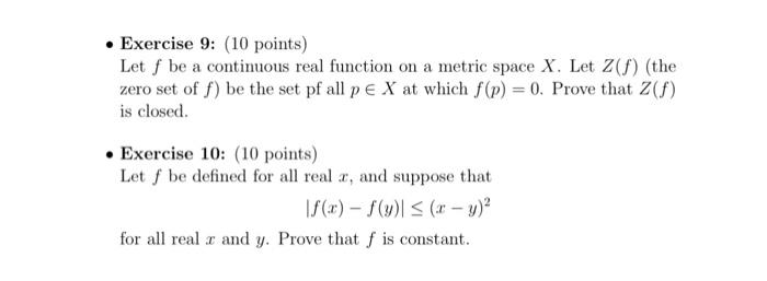 Solved - Exercise 9: (10 points) Let f be a continuous real | Chegg.com