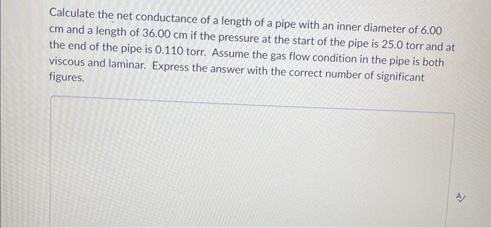 Solved Calculate the net conductance of a length of a pipe | Chegg.com