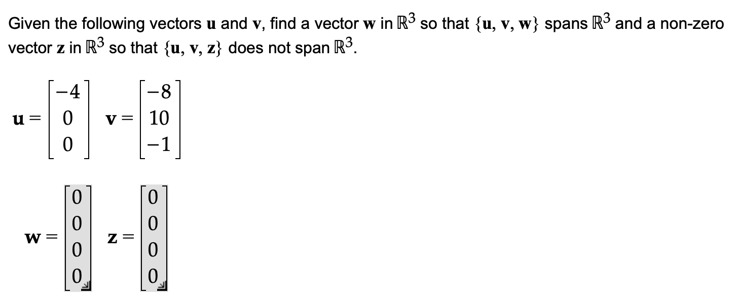 Solved Given the following vectors u ﻿and v, ﻿find a vector | Chegg.com