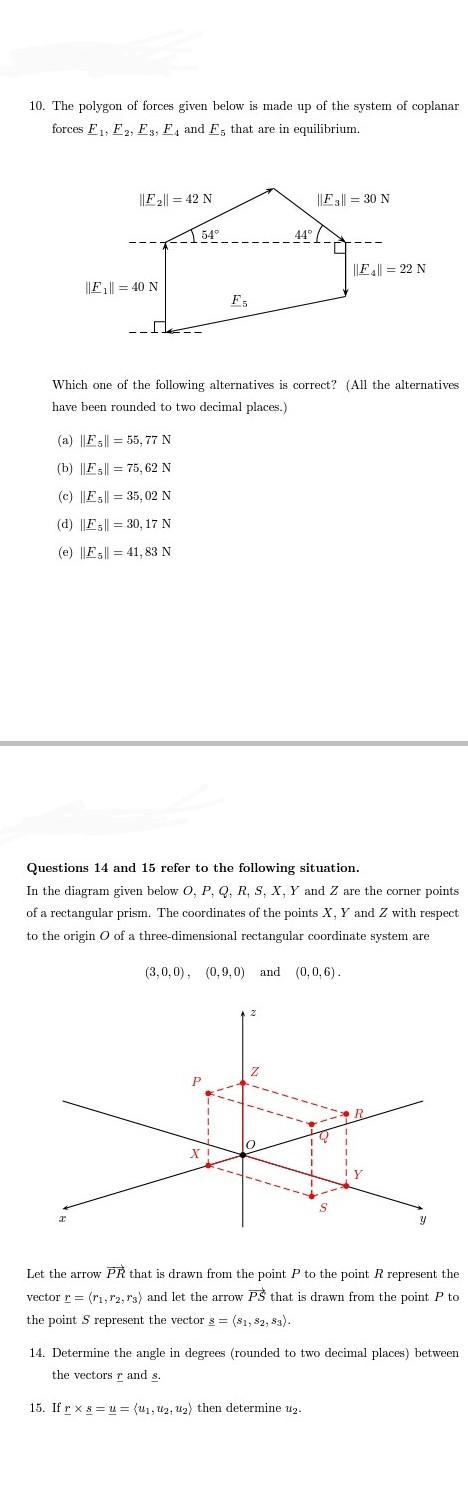 Solved 10. The polygon of forces given below is made up of | Chegg.com