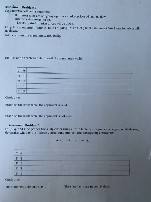 Solved April 12 Math 103 Homework 7 Logic Name (printed): | Chegg.com