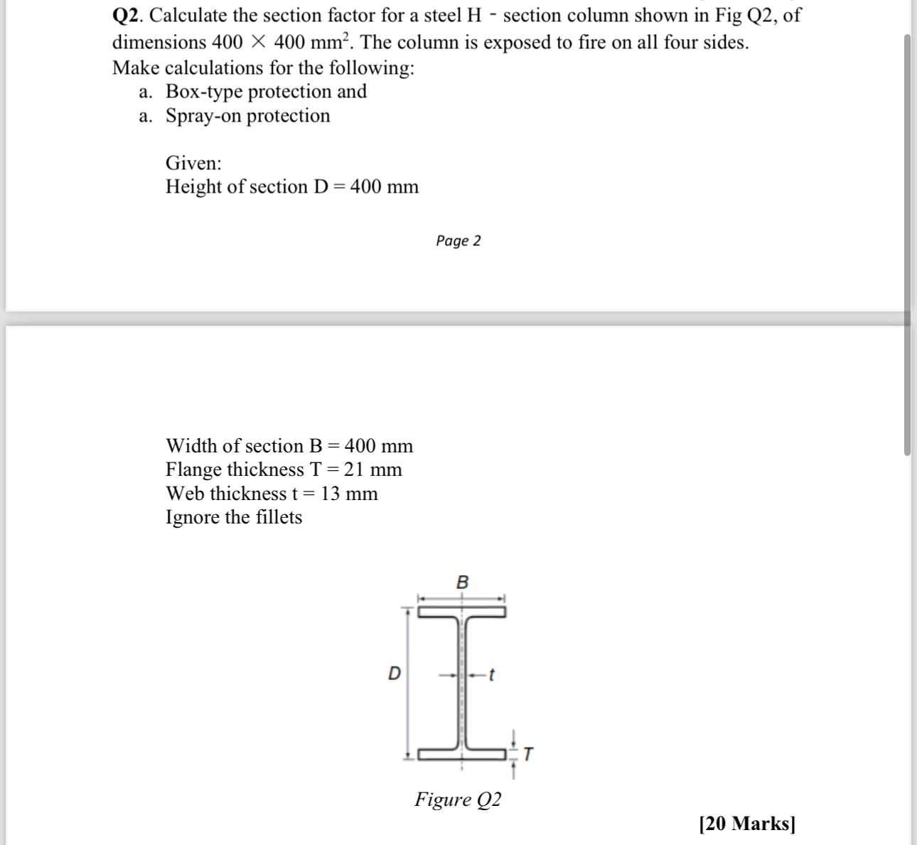 Solved Q2. ﻿Calculate the section factor for a steel H - | Chegg.com