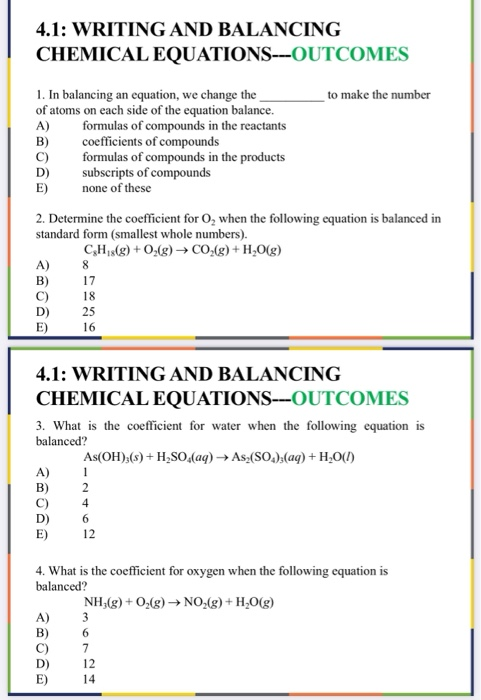Solved 4.1: WRITING AND BALANCING CHEMICAL | Chegg.com