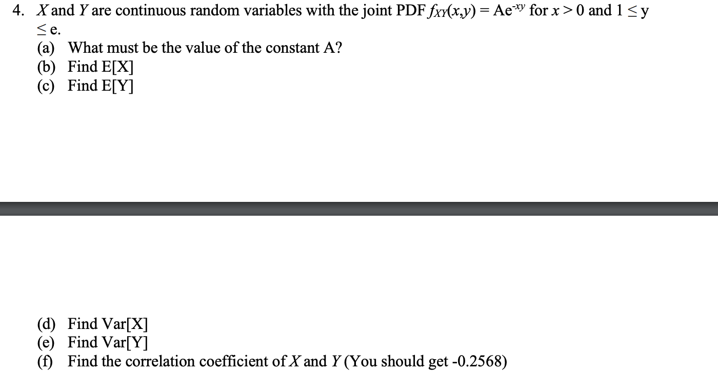 Solved x ﻿and Y ﻿are continuous random variables with the | Chegg.com