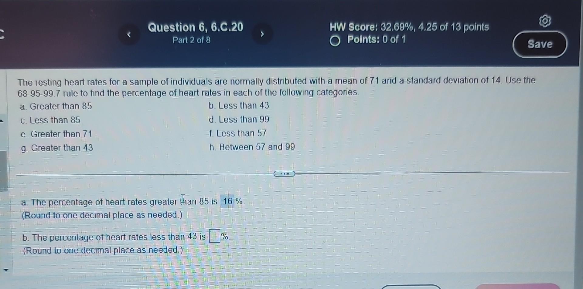 Solved The resting heart rates for a sample of individuals | Chegg.com