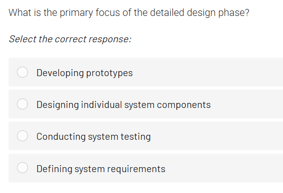 Solved What is the primary focus of the detailed design | Chegg.com