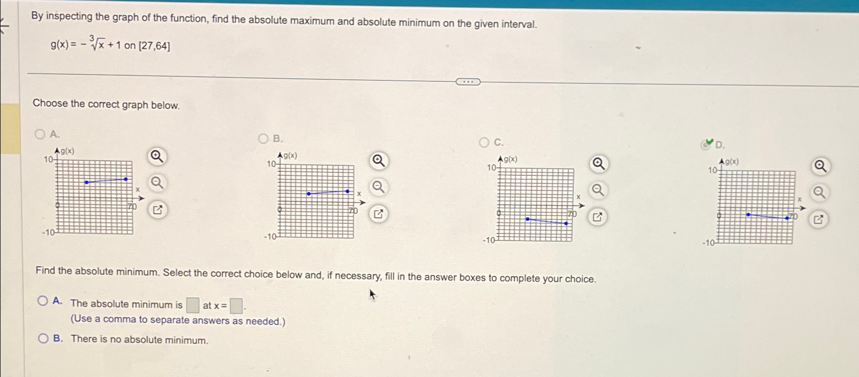 Solved By inspecting the graph of the function, find the | Chegg.com