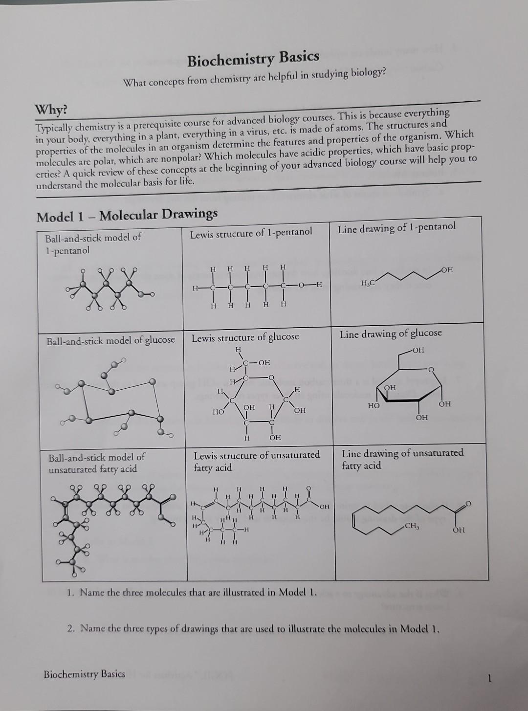 Solved Biochemistry Basics What concepts from chcmistry are | Chegg.com