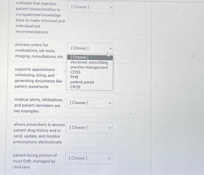 Solved software that matches patient characteristics to | Chegg.com