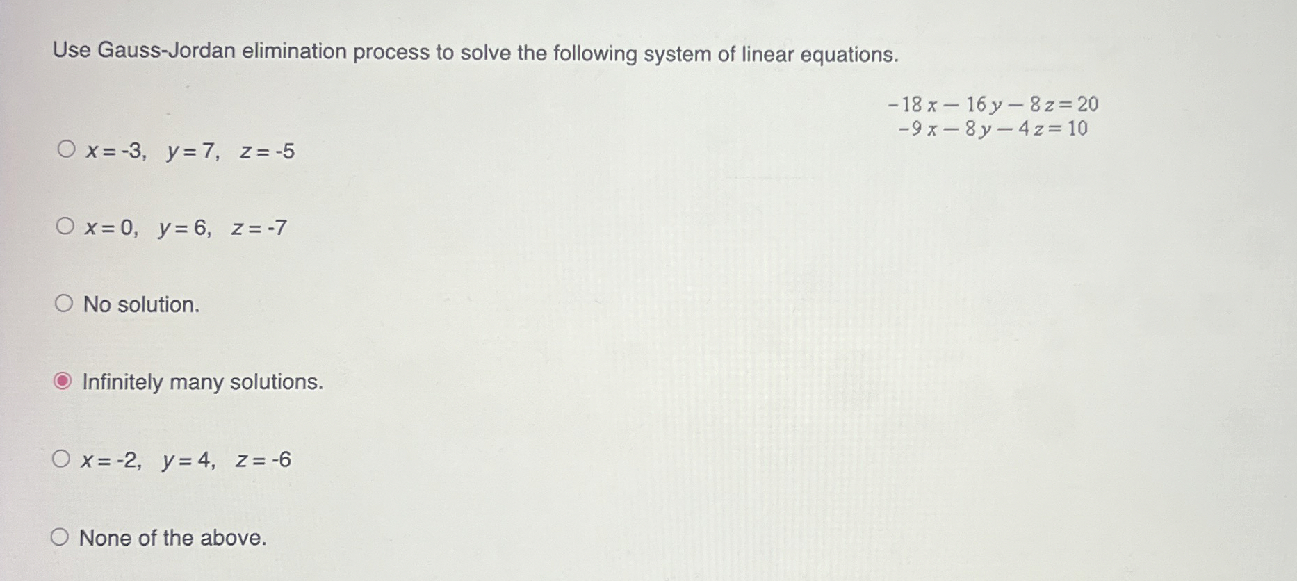 Solved Use Gauss-Jordan elimination process to solve the | Chegg.com