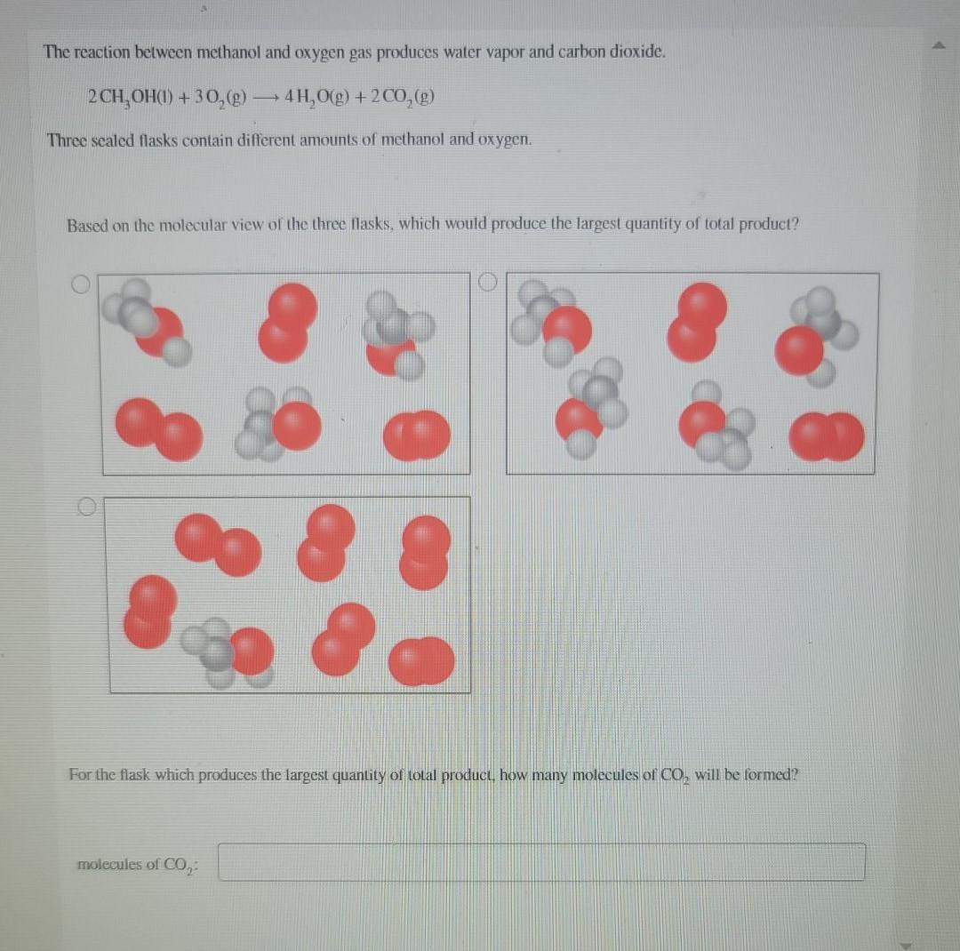Solved The reaction between methanol and oxygen gas produces | Chegg.com