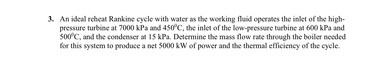 Solved An ideal reheat Rankine cycle with water as the | Chegg.com