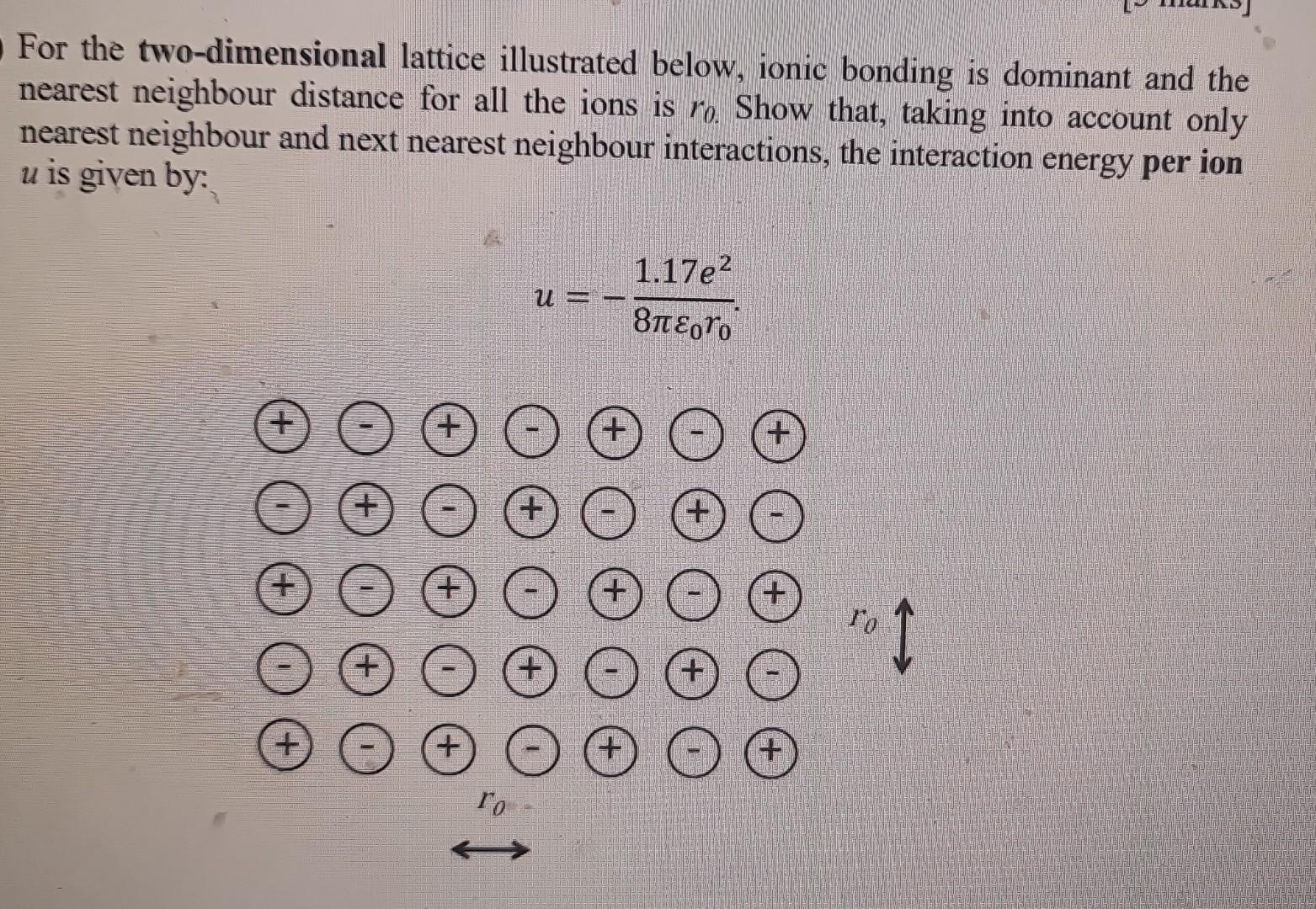 Solved For the two-dimensional lattice illustrated below, | Chegg.com