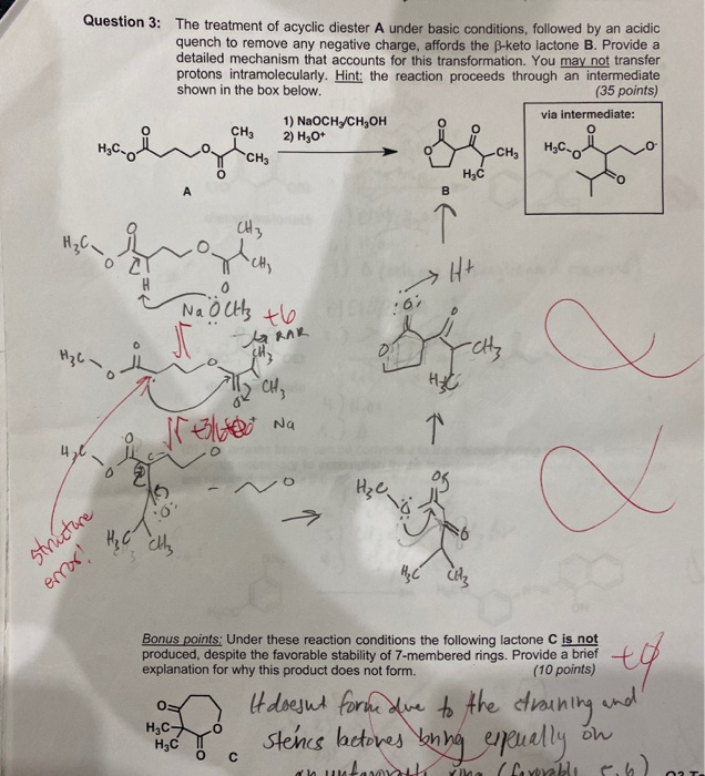 Solved Question 3: The treatment of acyclic diester A under | Chegg.com